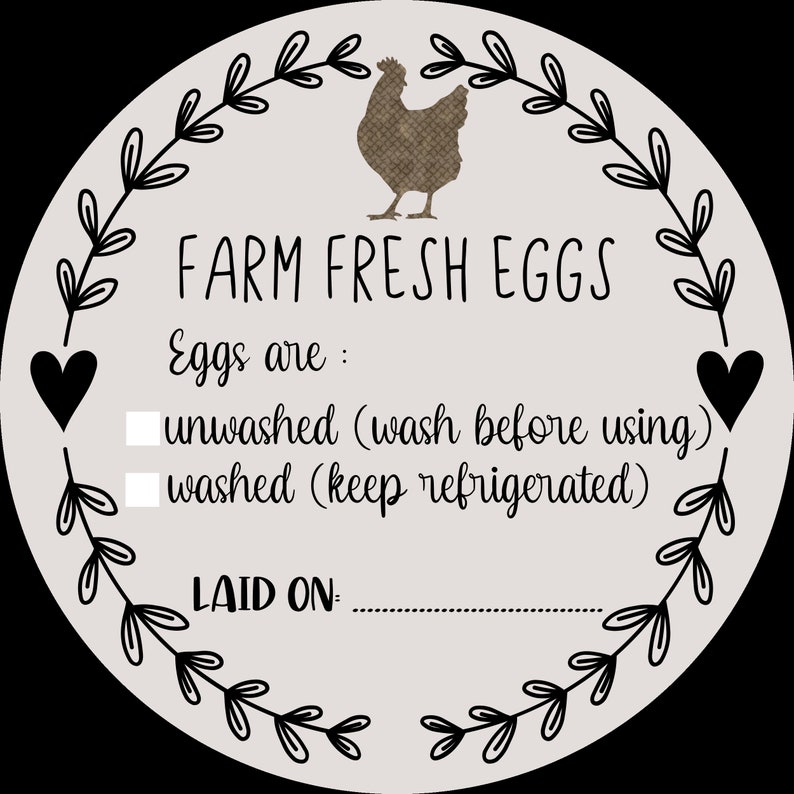 Farm Fresh Chicken Egg Stickers: Carton Labels, Wash & Unwashed - 2 ...
