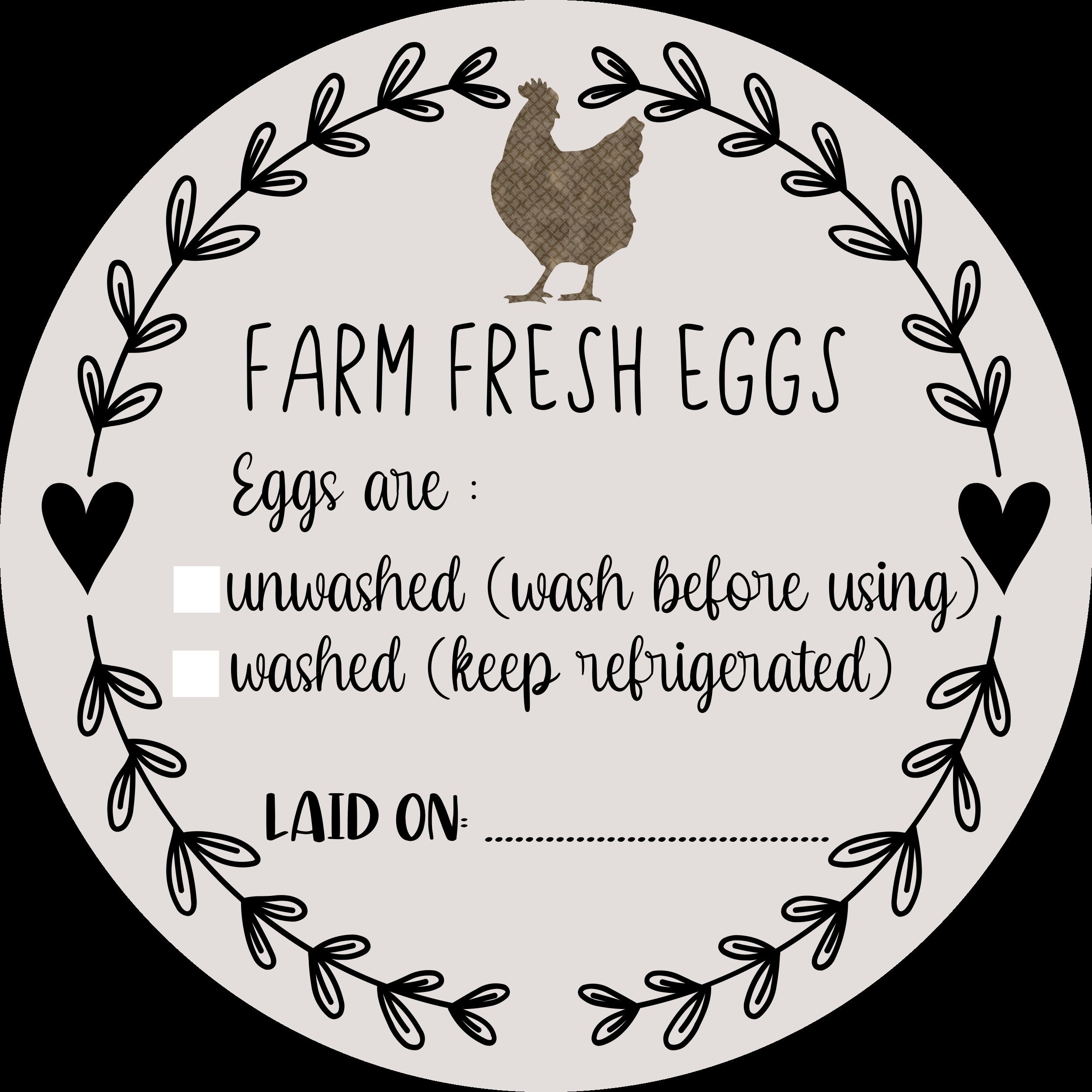 Farm Fresh Chicken Egg Stickers: Carton Labels, Wash & Unwashed - 2 ...