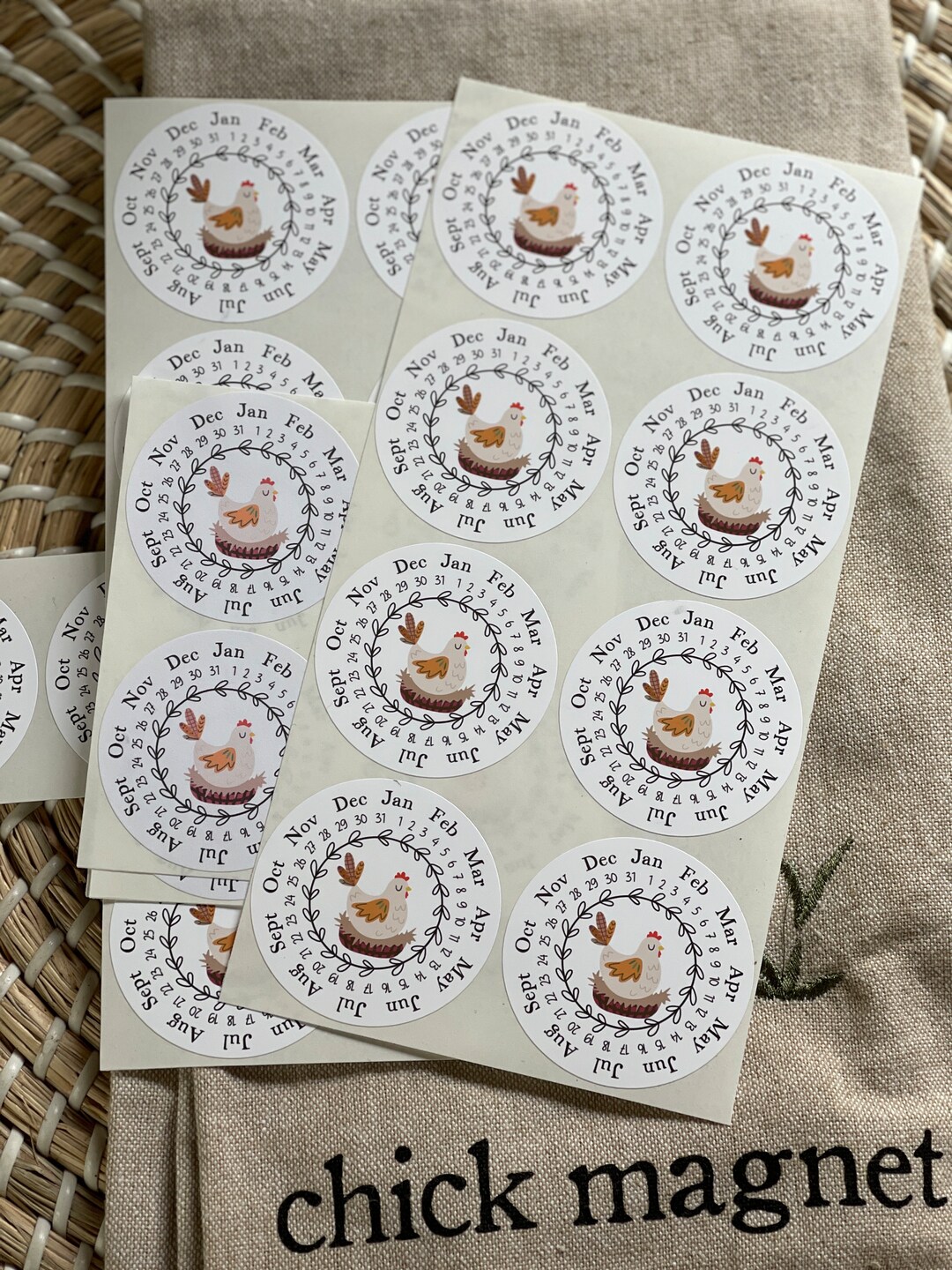 Farm Fresh Chicken Egg Stickers Egg Packed On, Collected on Date ...