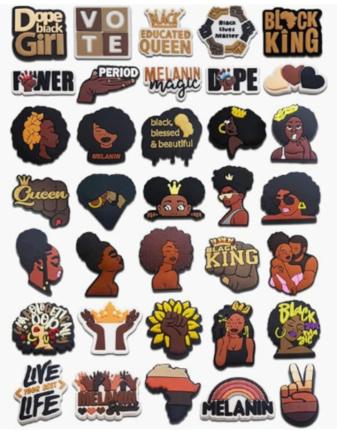 Black Lives Matter Shoe Decoration Charms Fits for Clog Sandals PVC BLM ...