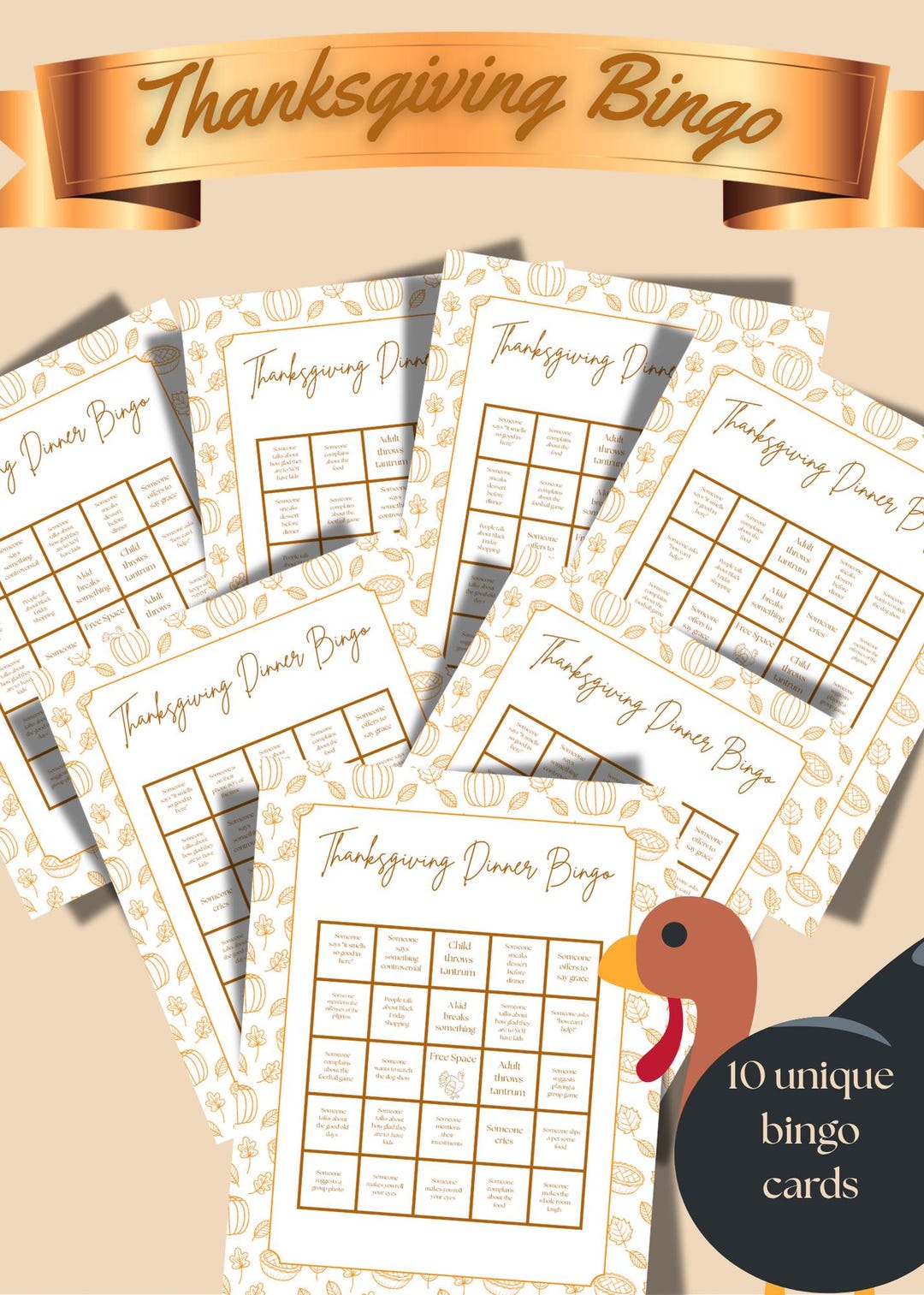 Thanksgiving Dinner Bingo Printable | Funny Fall Party Icebreaker ...