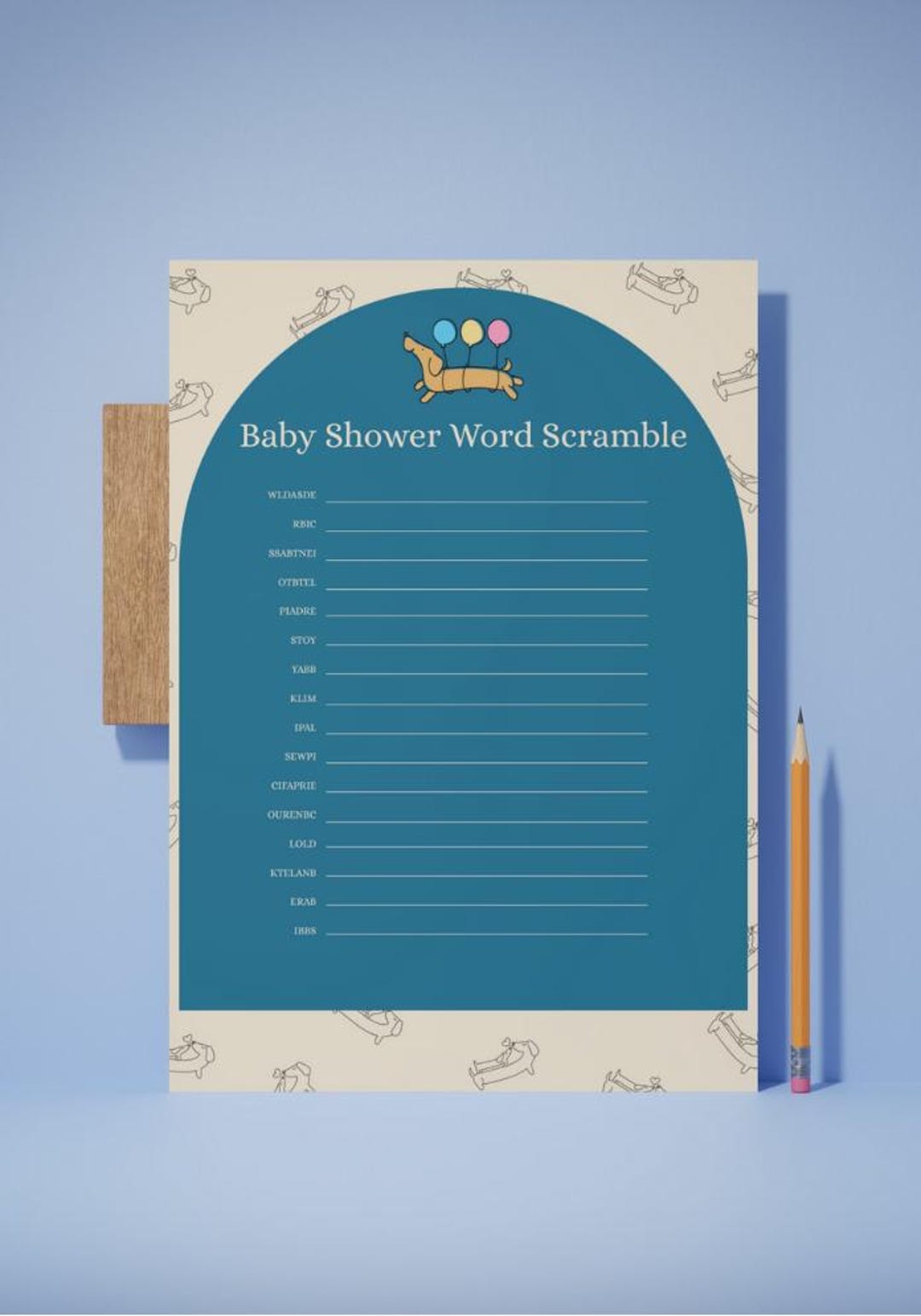 Funny Baby Shower Word Scramble – Silly Sausage Dog Theme – Printable ...