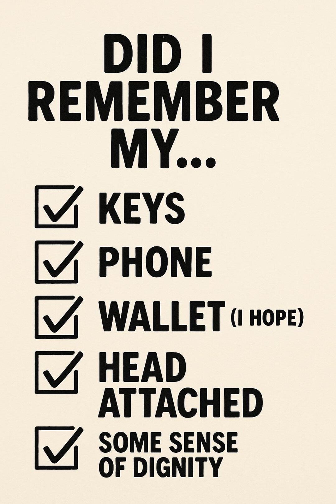 Funny ADHD Checklist Poster - Don't Forget Wall Art - Humorous Reminder ...