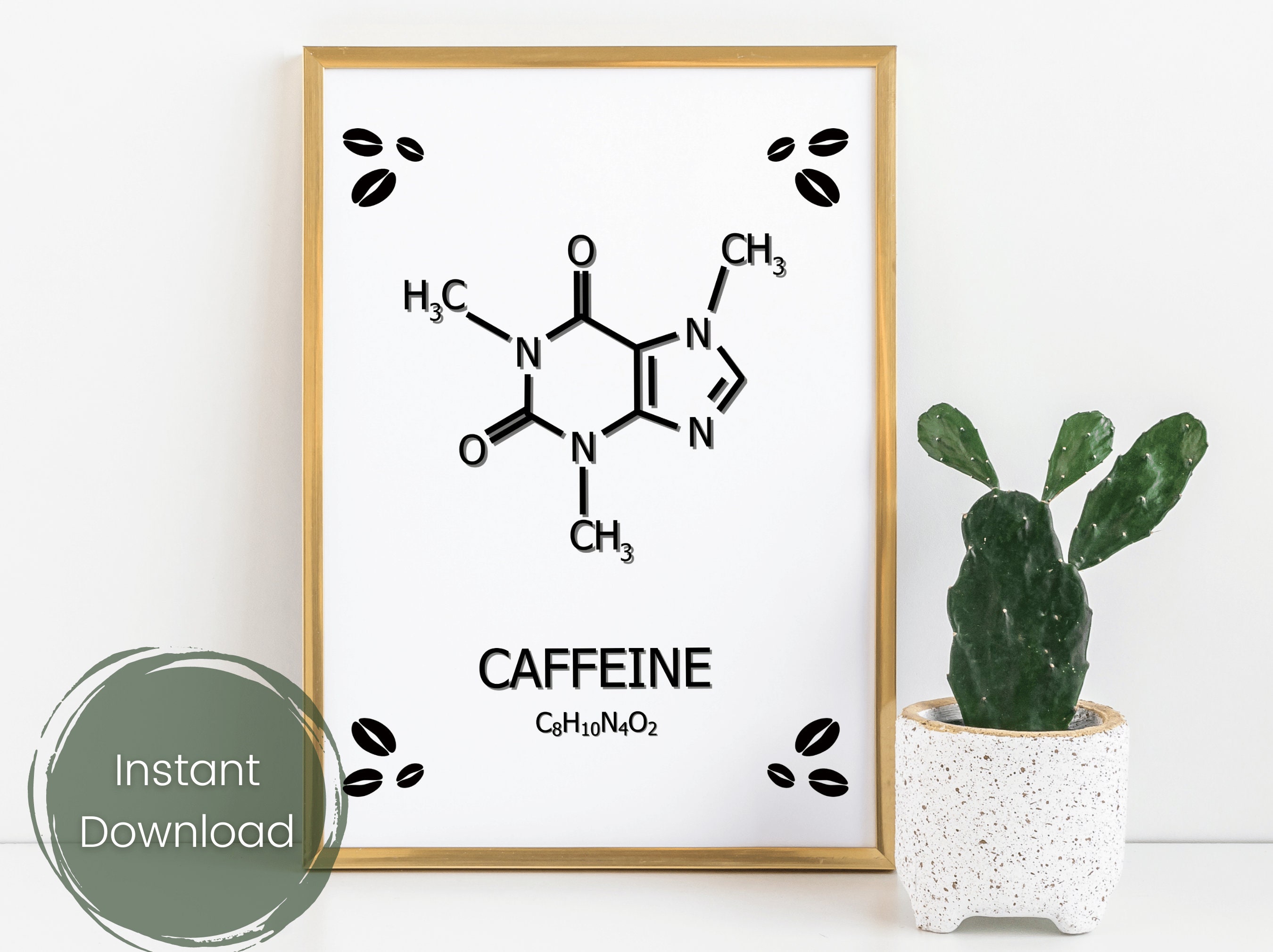 Caffeine Molecule Printable, Coffee Lovers, Funny Chemistry Poster ...