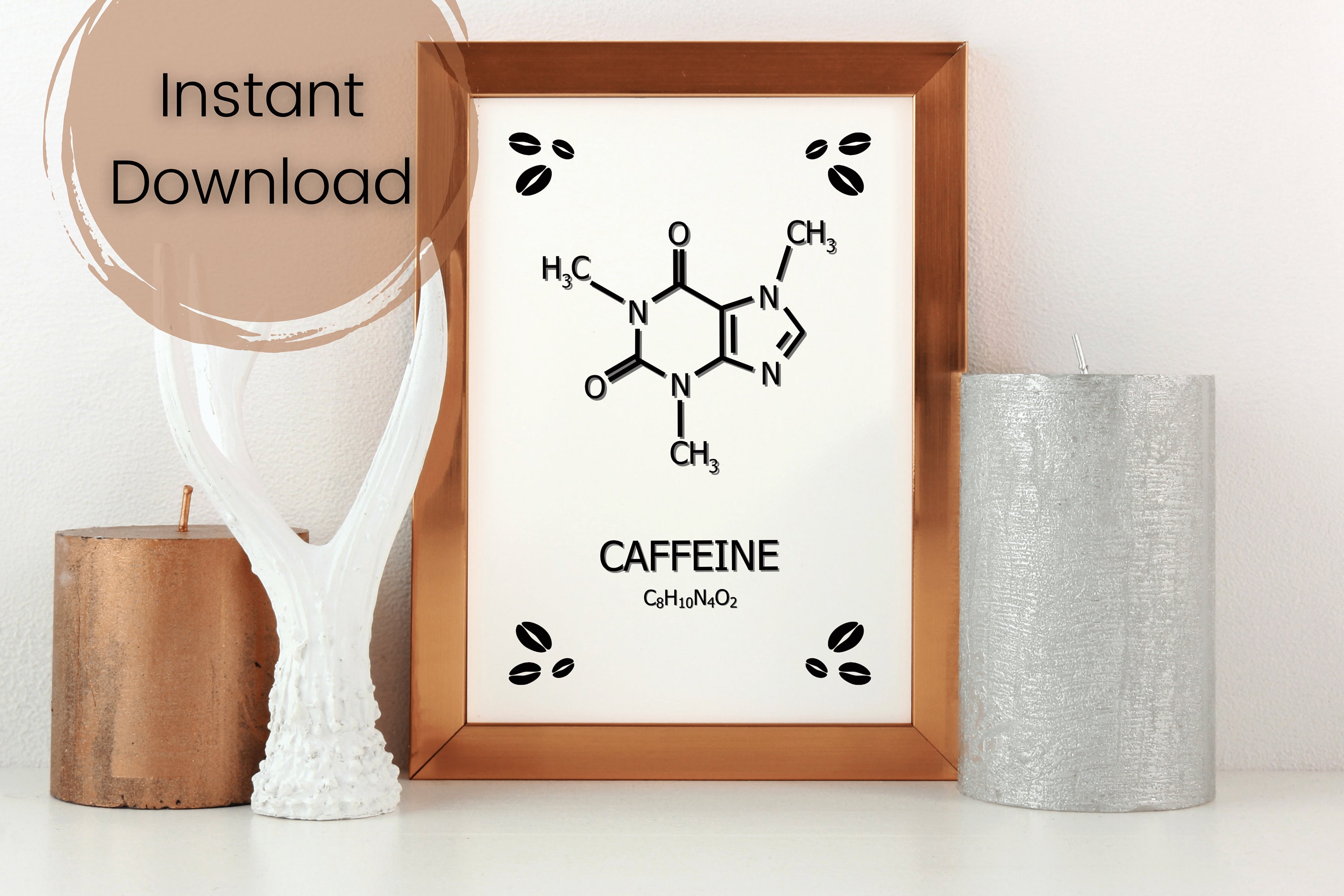 Caffeine Molecule Printable, Coffee Lovers, Funny Chemistry Poster ...