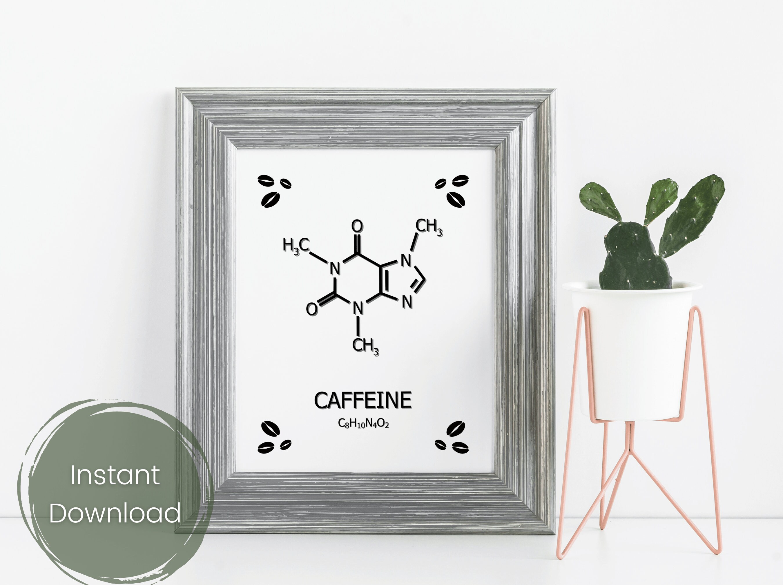 Caffeine Molecule Printable, Coffee Lovers, Funny Chemistry Poster ...
