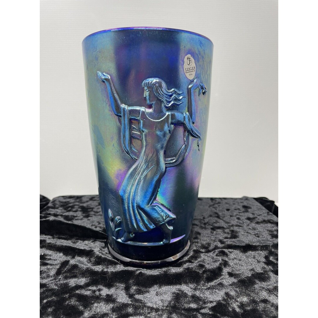 Fenton Favrene Vase Seasons Spring Autumn Fall Cobalt - Etsy