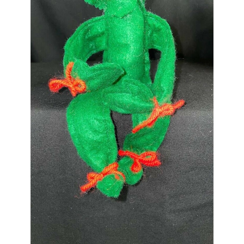 Vtg Large Plastic Face Boy Freckles Elf Shelf Sitter Gnome Green ...