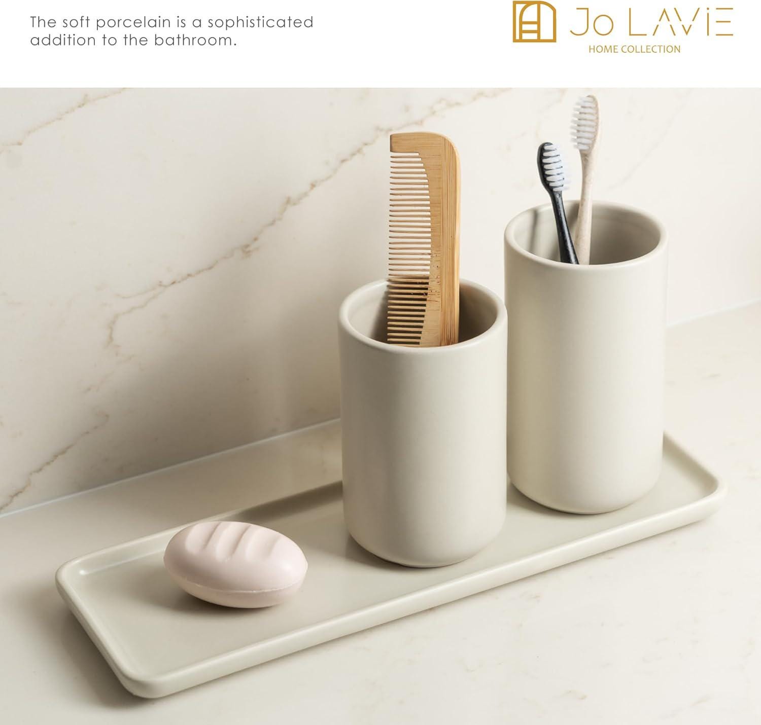 Jo Lave Beige Ceramic Vanity Tray for Bathroom Home Decor, Bathroom ...