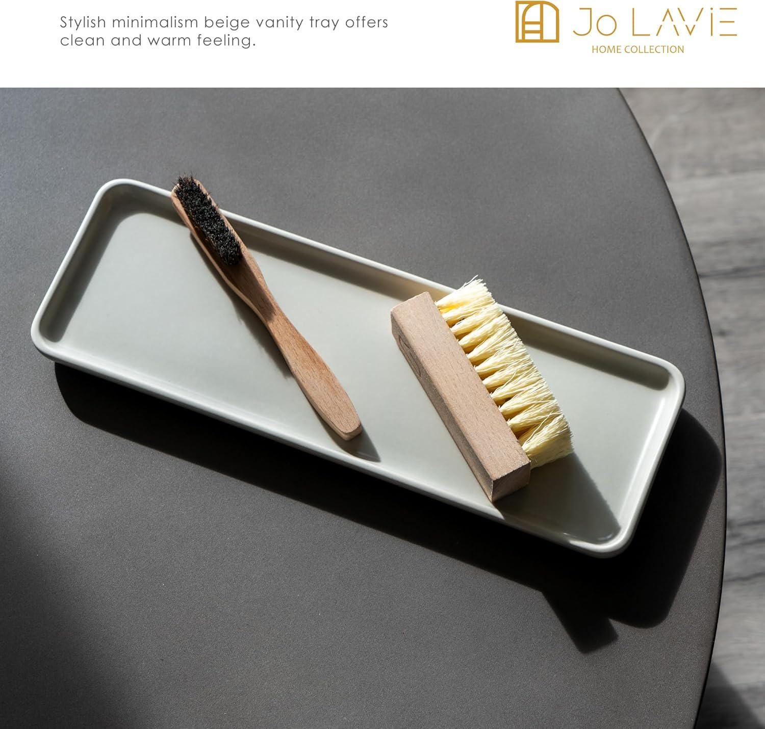 Jo Lave Beige Ceramic Vanity Tray for Bathroom Home Decor, Bathroom ...