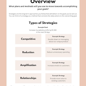 Marketing Strategy Framework Template - Business Planner Worksheet ...