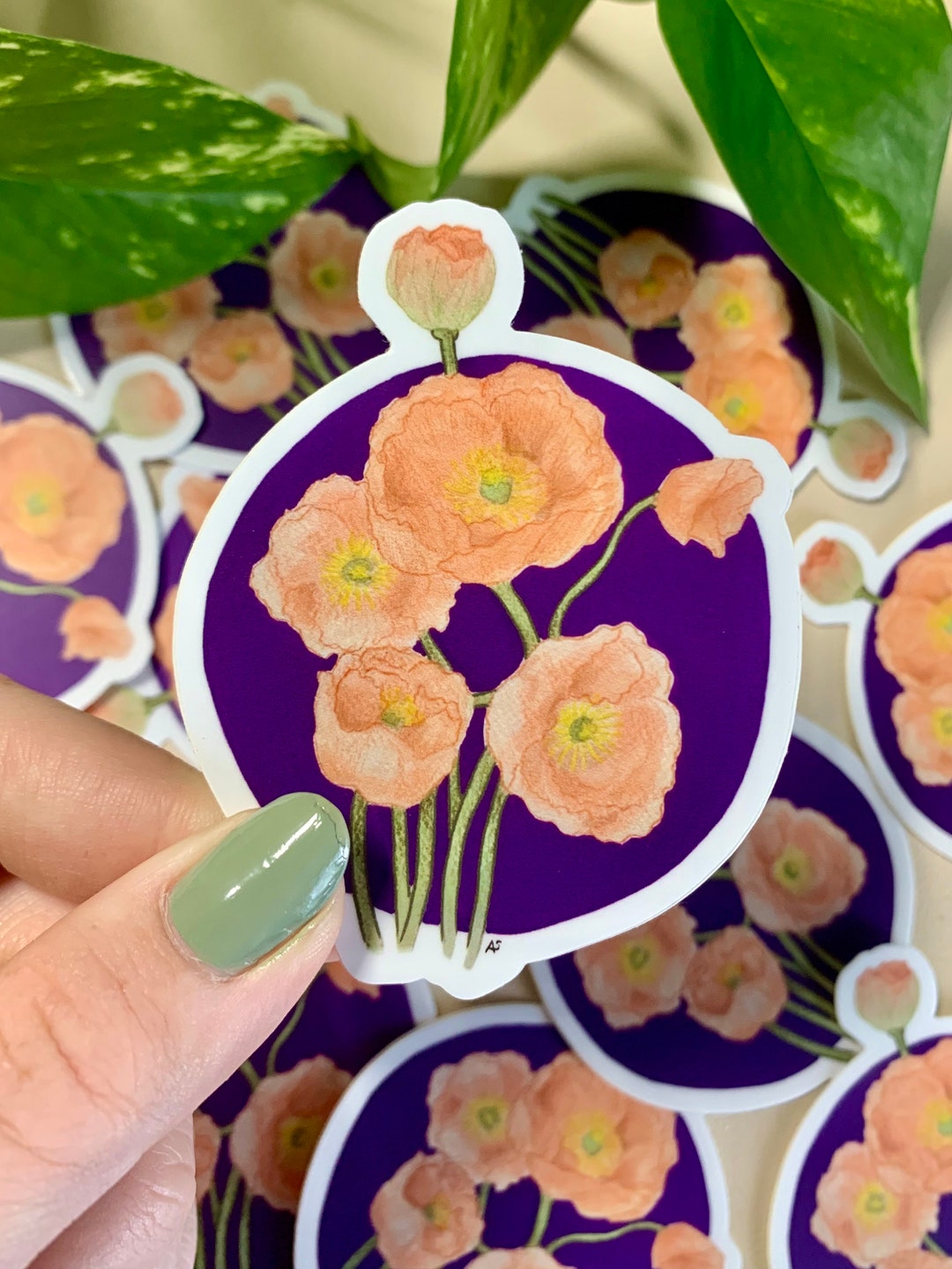 August Birth Flower - the Poppy / Quality Matte Die Cut Stickers ...