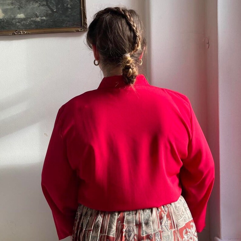 Vintage Plus Size Embroidered Red Shirt - Etsy