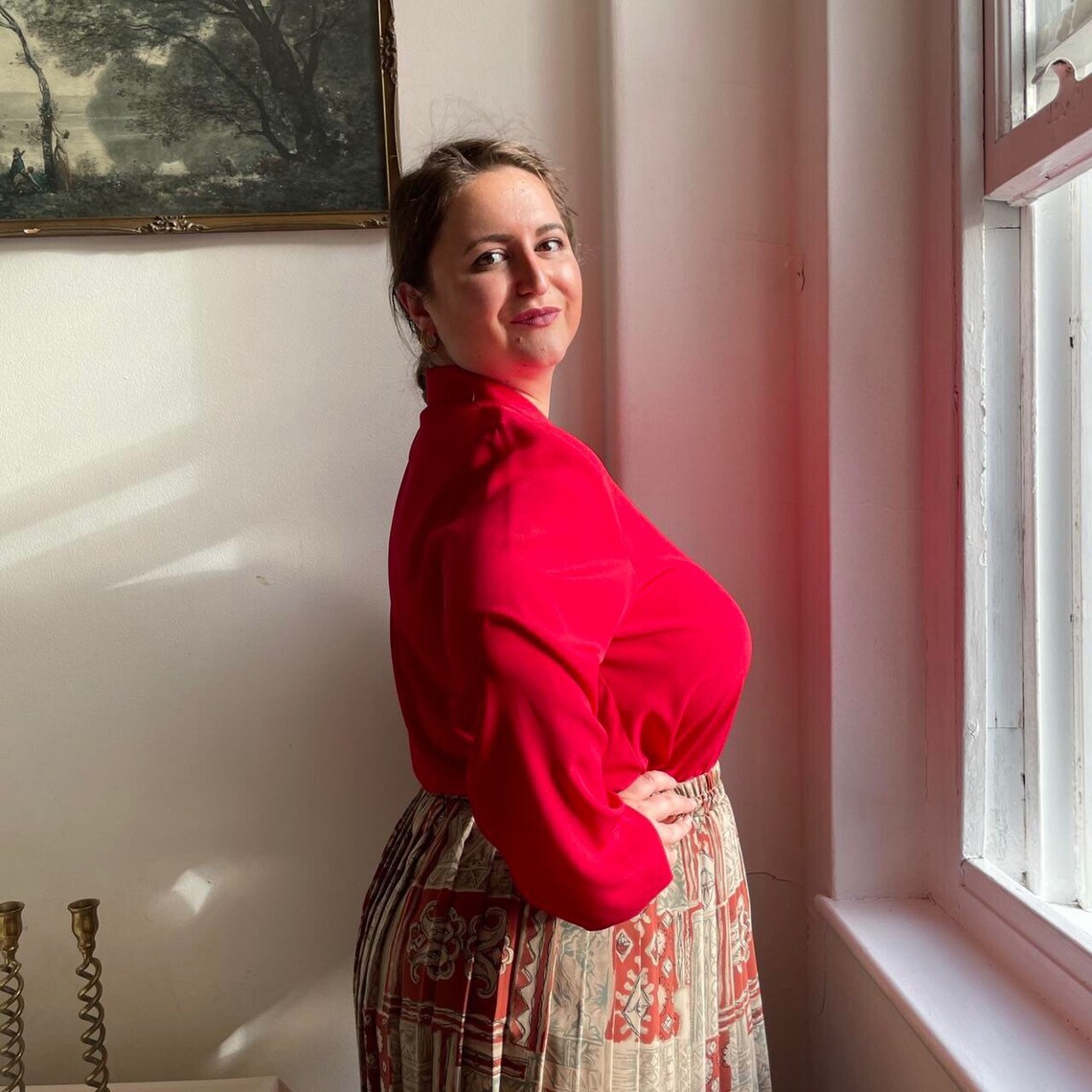 Vintage Plus Size Embroidered Red Shirt - Etsy