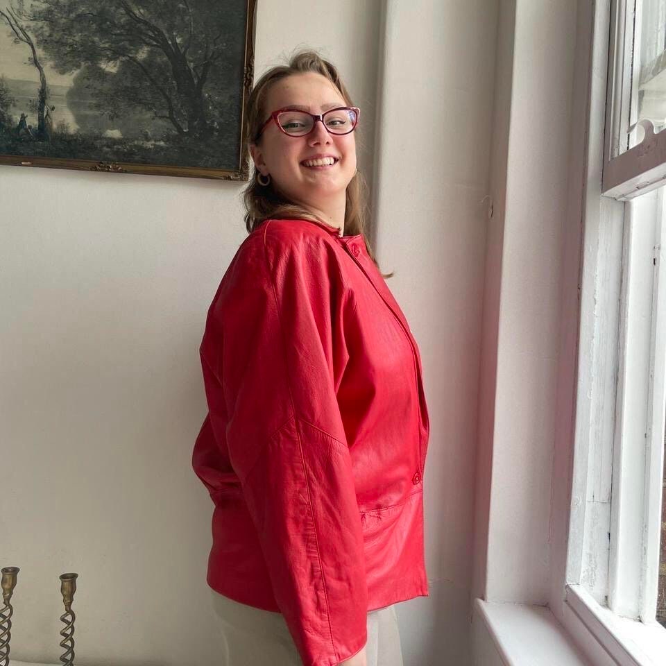 80s Vintage Bright Red Leather Jacket - Etsy