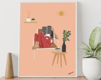 Woman Reading Line Art Book Line Art Print Reading Girl - Etsy