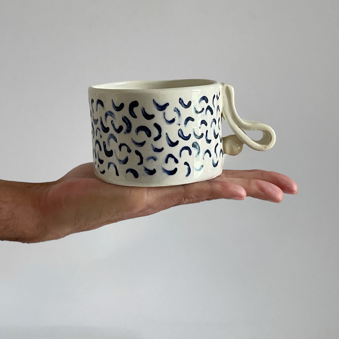 Handcrafted Pottery Crazy Mug, Speckled Blue Mug, Unique Designs Cup ...
