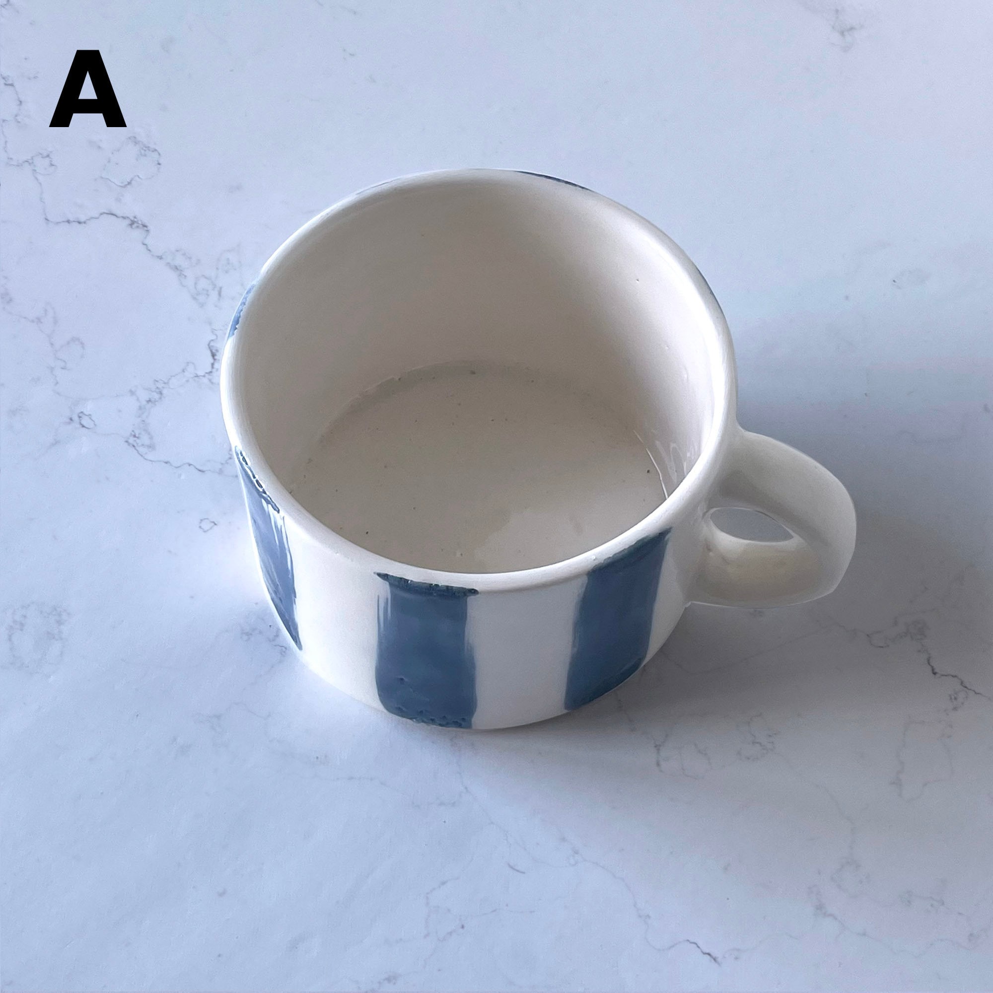 Large Yellow Striped Mug, Handmade Blue Striped Coffee Mug, 12oz Cup ...