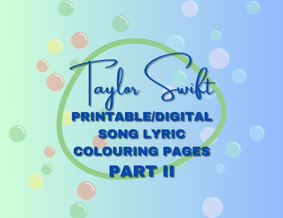 Taylor Swift Lyric Colouring Pages Part Two | 30-page Printable Art Set ...
