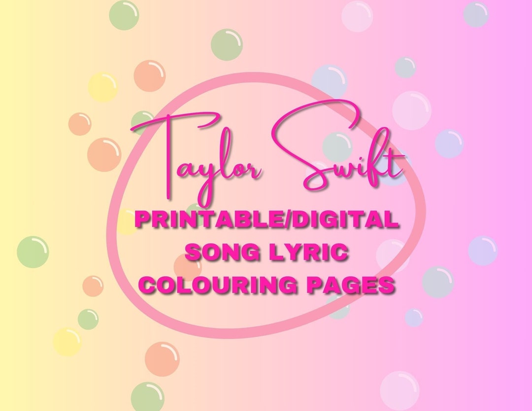 Taylor Swift Lyric Colouring Pages Part One 30-page Swiftie Printable ...