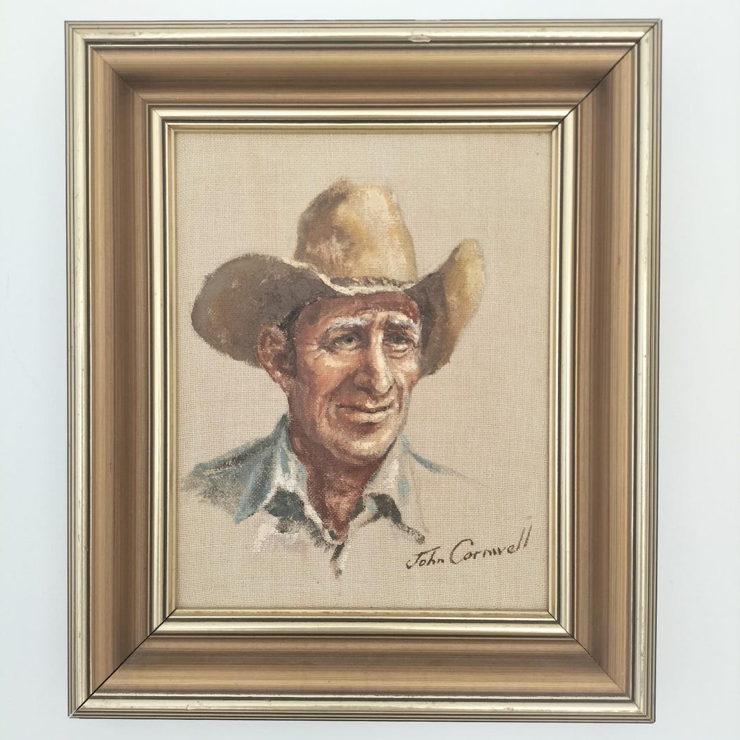 Original Oil Portrait. Rodeo Rick. Signed John Cronwell - Etsy