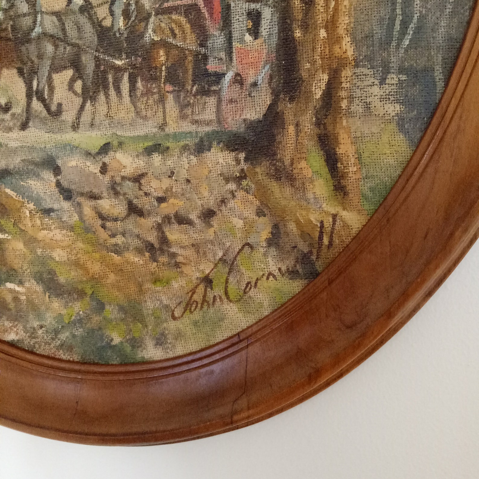 John Cornwell 1930-2020 coming Home on the Coach Oil on Hessian 34 X 26 ...