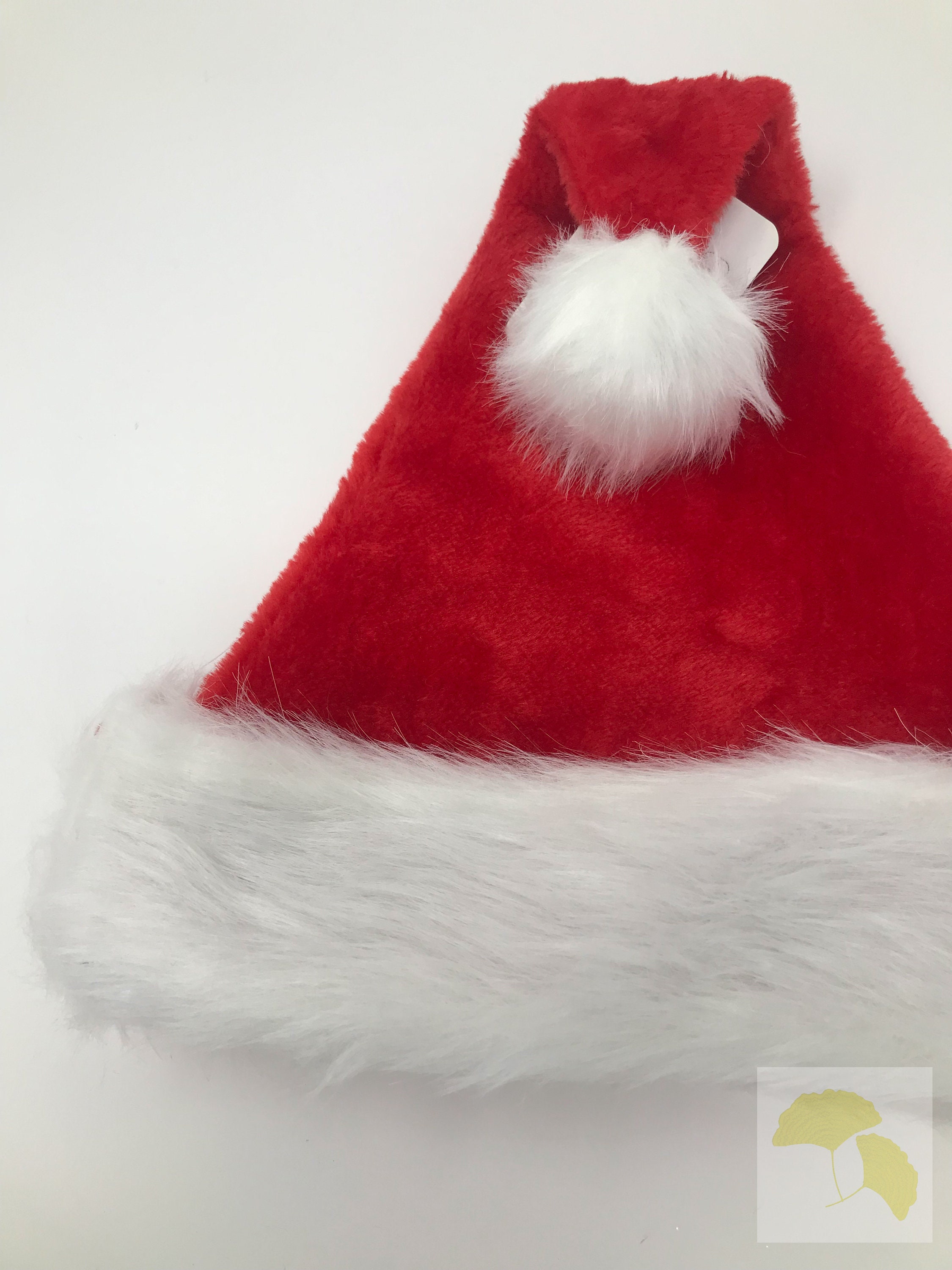 16 Red Plush White Faux Fur Cuff Santa Hat & Free Personalized ...