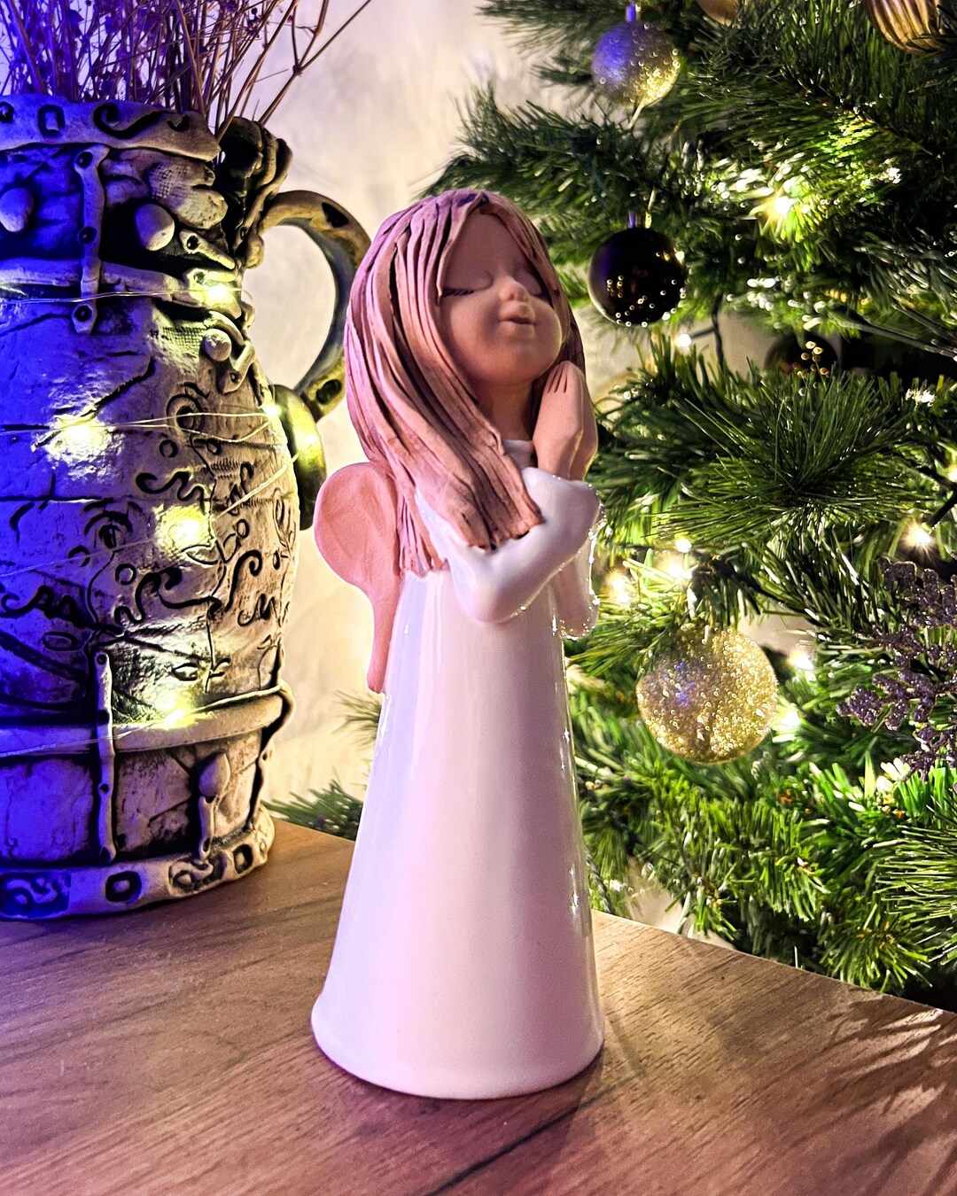 Angel Figurine | Angel Sculpture | Ceramic Angel | Angel Shelf Décor ...