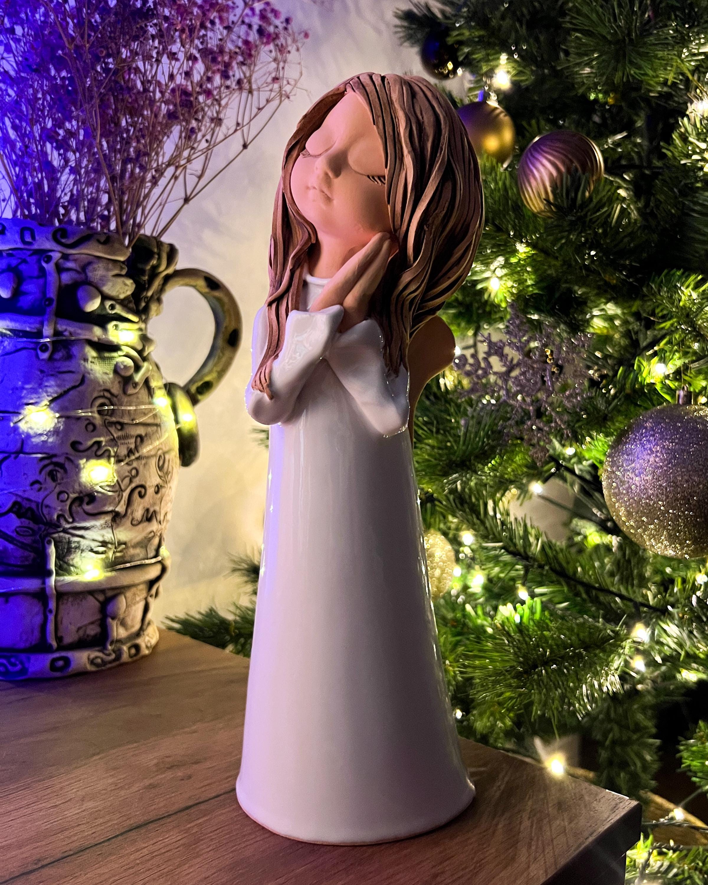 Standing Medium Ceramic Angel Sculptures | Minimalistic Handmade ...