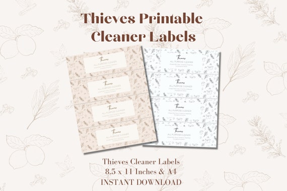 PRINTABLE THIEVES CLEANER Label With Botanicals Printable - Etsy