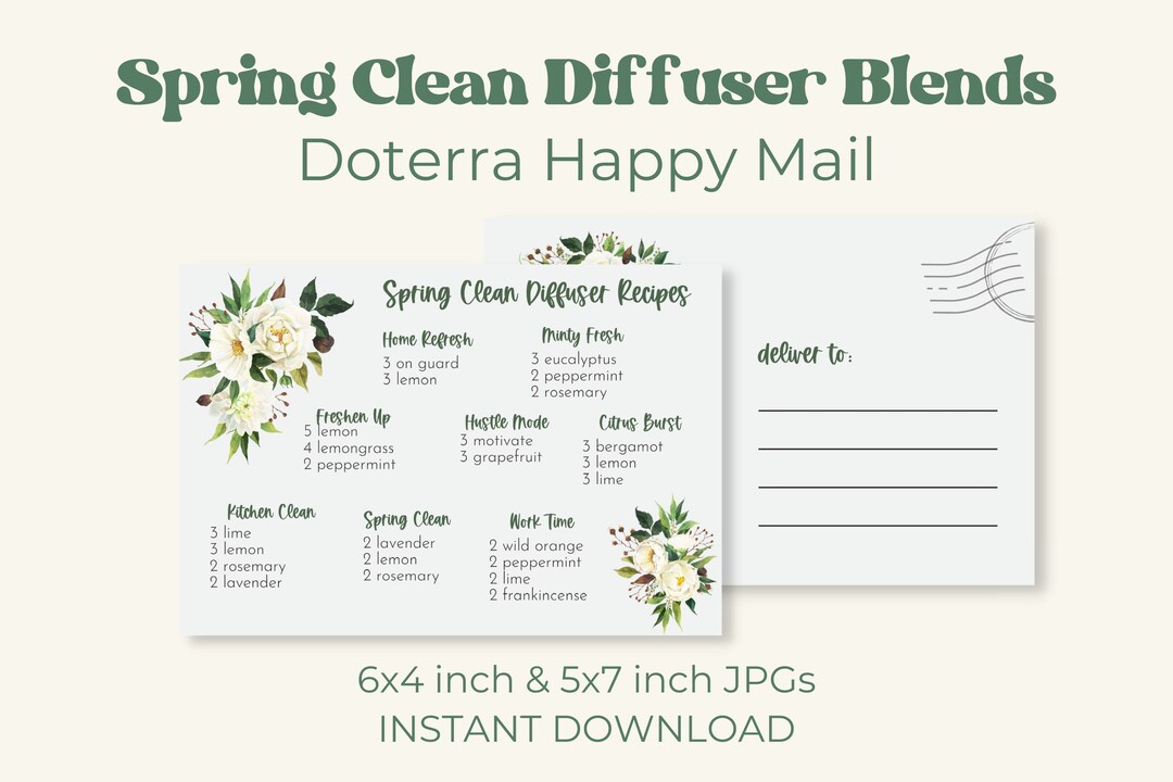 SPRING CLEAN DIFFUSER Blends Doterra Recipe Postcard | Doterra ...