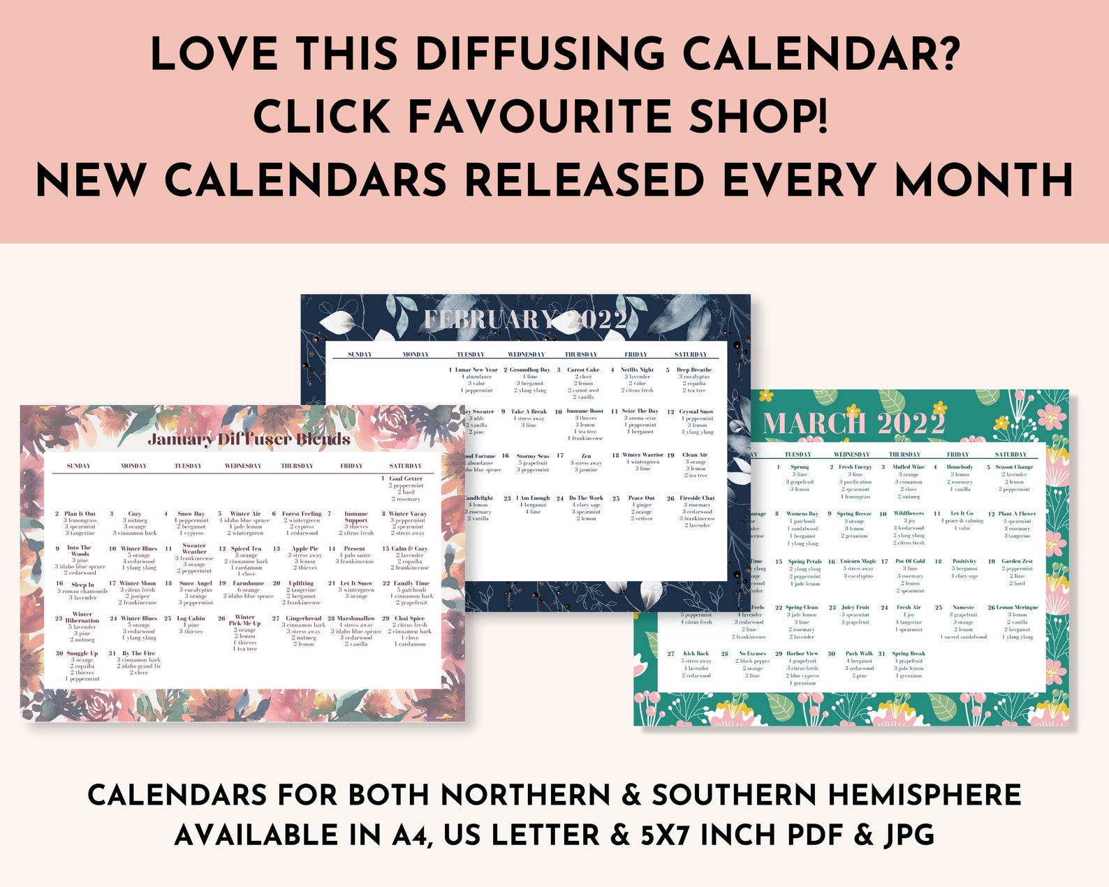 STARTER KIT 30 Day Diffuser Blend Calendar for the US | Essential Oil ...