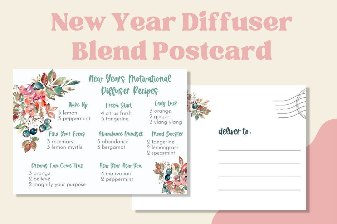 NEW YEARS DIFFUSER Blends Recipe Postcard | New Year Essential Oil ...