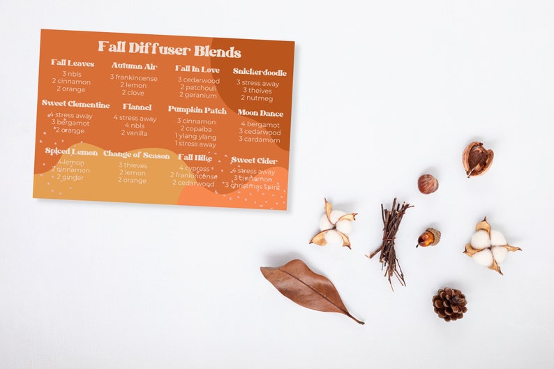 FALL DIFFUSER BLENDS Recipe Postcard | Retro Fall Essential Oils Young ...