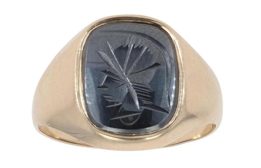 Hematite Centurion Signet Ring in Yellow Gold (size P 1/2) (sizeable ...