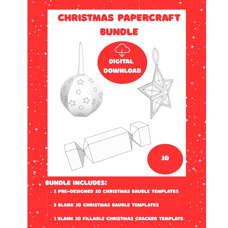 DIY 3D Christmas Baubles & Cracker Papercraft (PDF Pattern) - Etsy UK