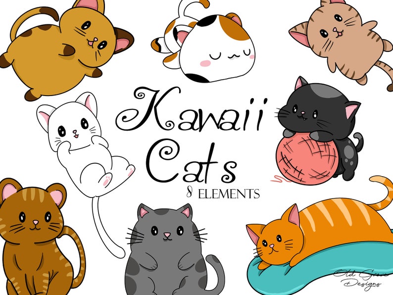 Kawaii Cats Clipart Download, Cat Clipart, Kitty Clipart, Animal ...