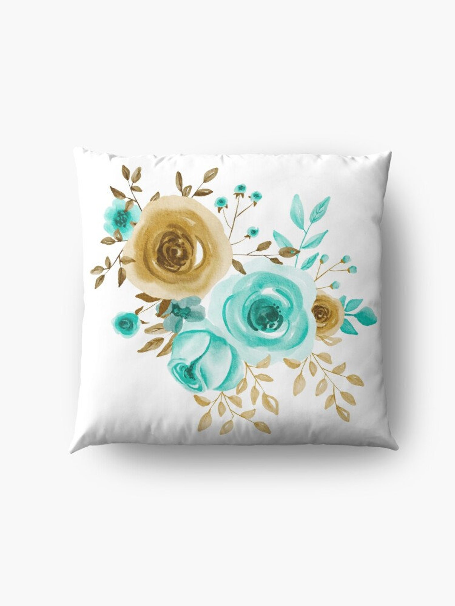 Golden Turquoise, Watercolor Flowers Clipart, Watercolor Bouquet ...