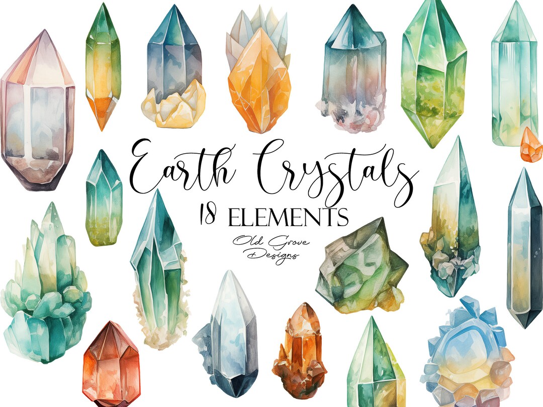 Earth Crystals Clipart Download, Watercolor Clipart, Watercolor Neutral ...