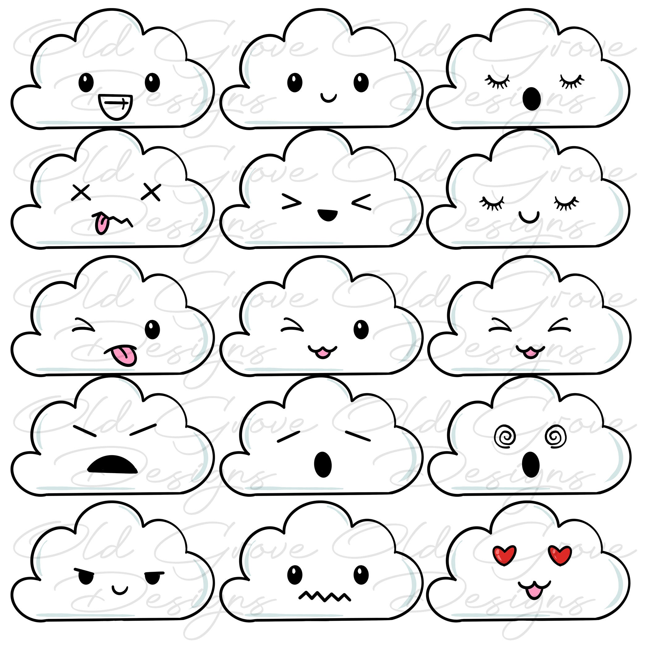Kawaii Clouds Clipart Download, Cloud Clipart, Sky Clipart PNG, Kawaii ...