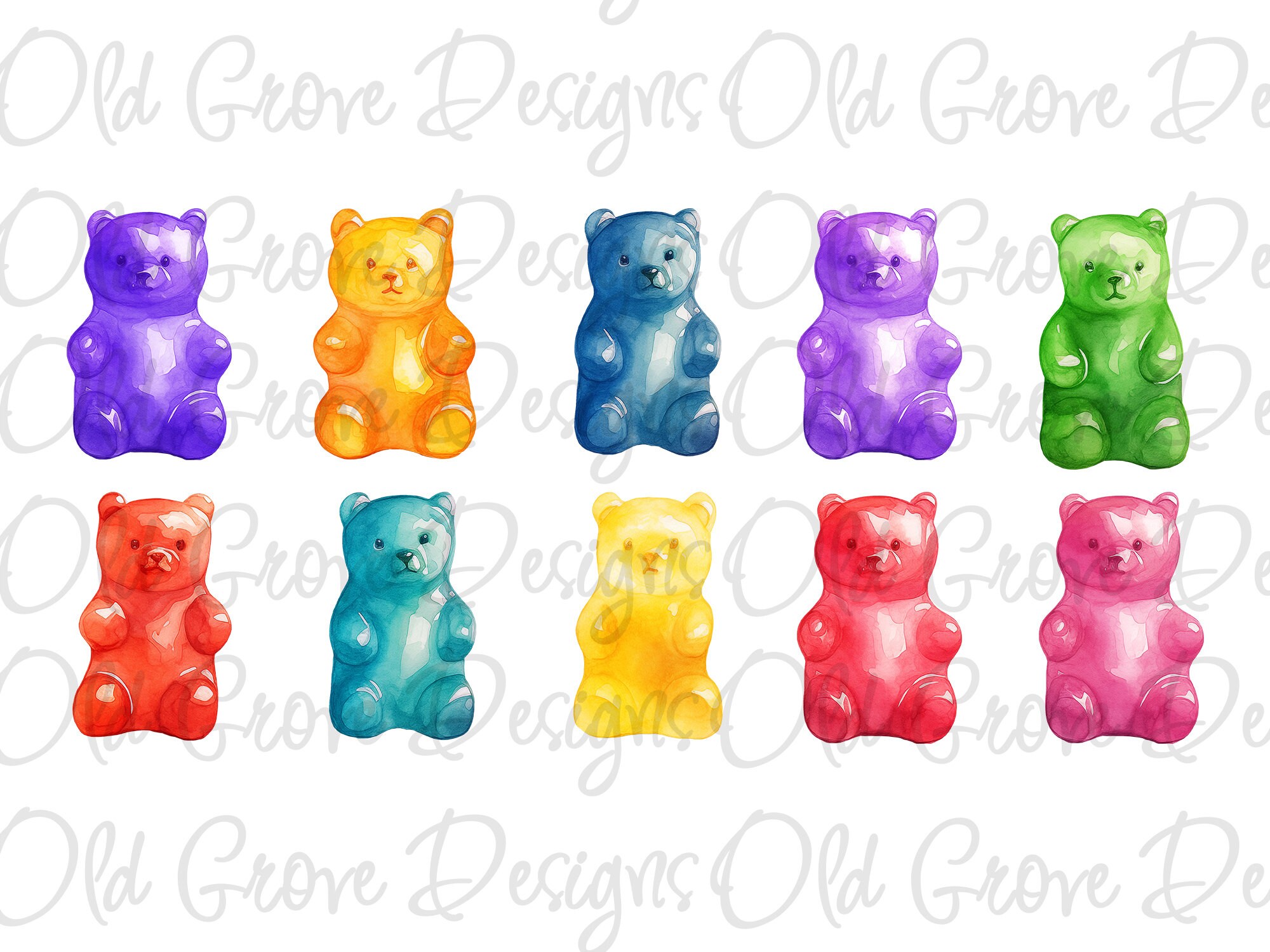 Gummy Bears Clipart, Candy Clipart, Watercolor Clipart PNG Bundle ...