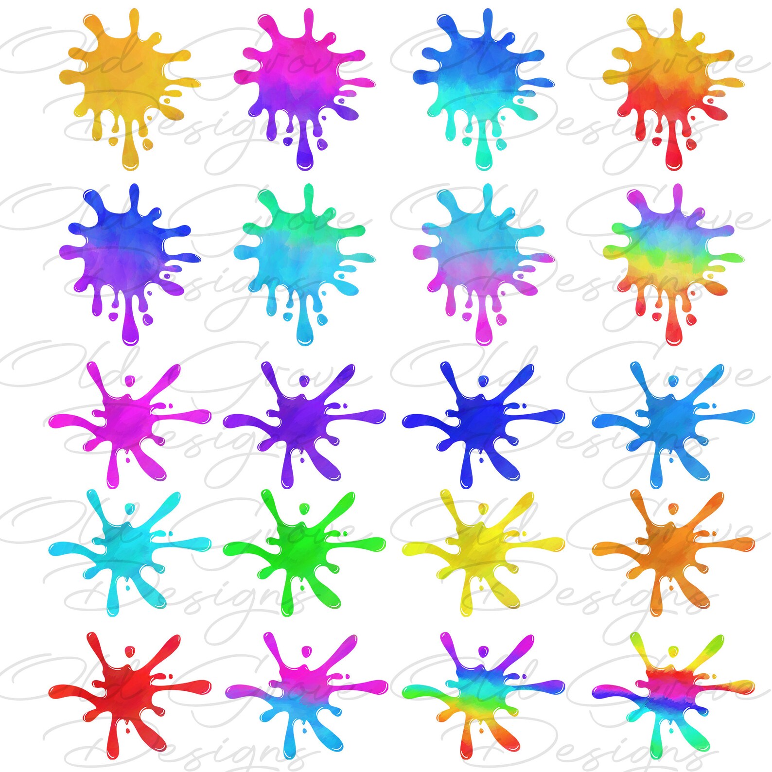 Splatter Clipart, Splats Clipart, Paint Splatter Clipart PNG Bundle ...