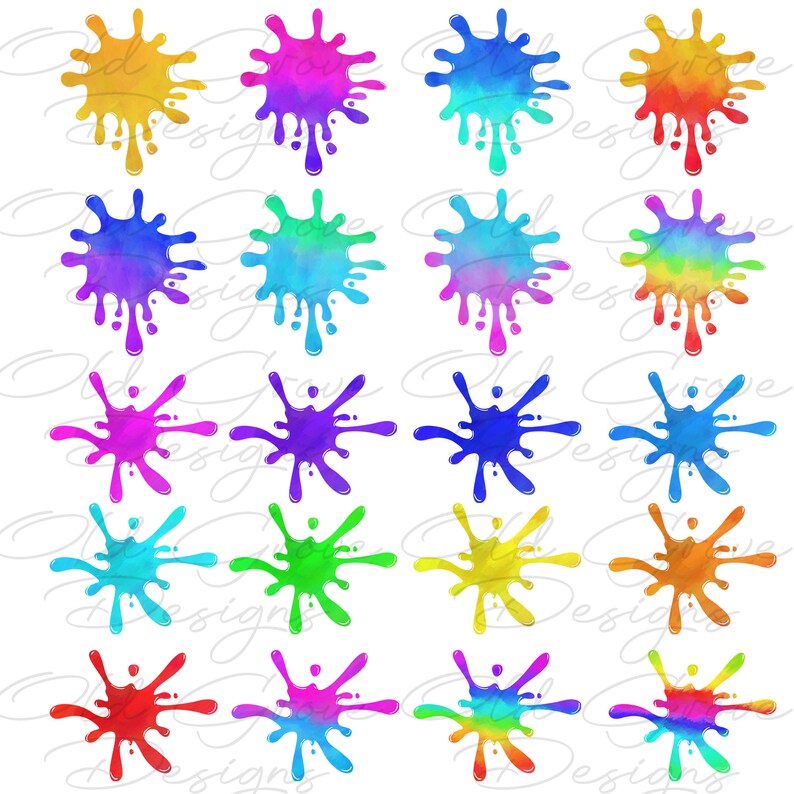 Splatter Clipart, Splats Clipart, Paint Splatter Clipart PNG Bundle ...