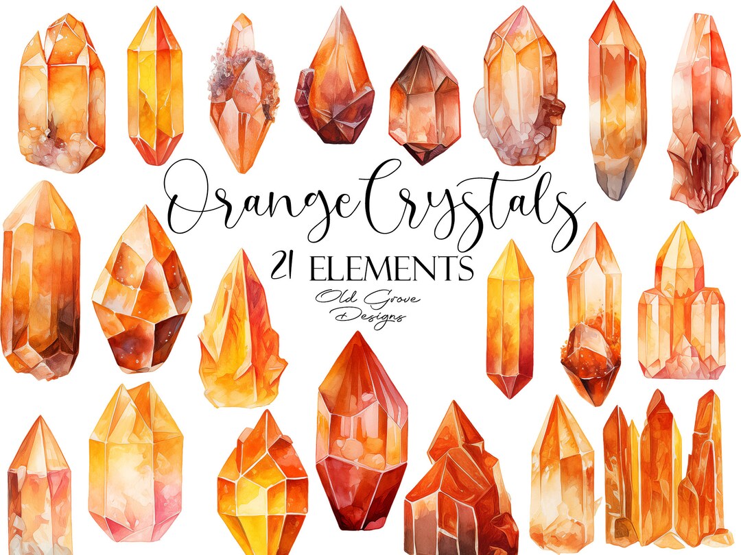 Orange Crystals Clipart Download, Watercolor Clipart, Watercolor Earth ...
