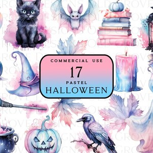 17 Pastel Halloween Clipart Bundle, Halloween Downloadable Transparent ...