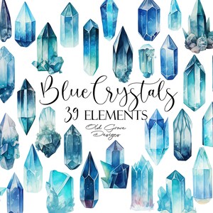 Blue Crystals Clipart Download, Watercolor Clipart, Watercolor Ocean ...