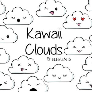 Kawaii Clouds Clipart Download, Cloud Clipart, Sky Clipart PNG, Kawaii ...