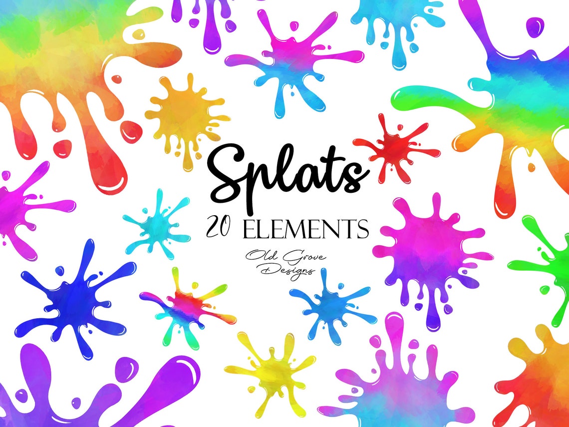 Splatter Clipart, Splats Clipart, Paint Splatter Clipart PNG Bundle ...