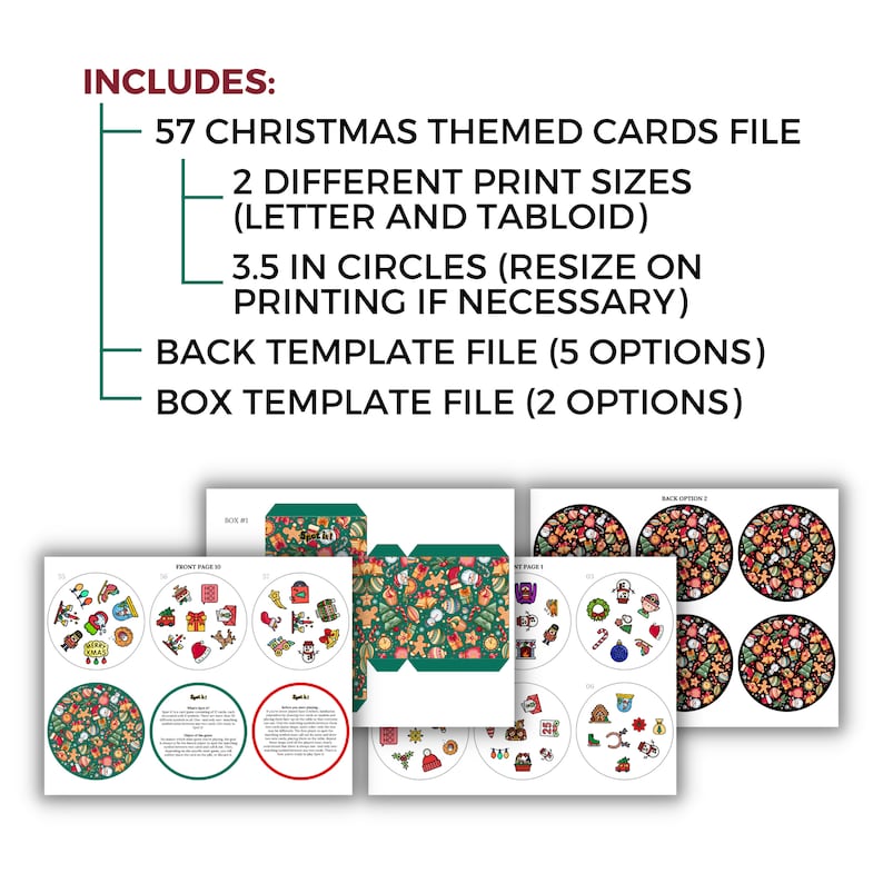 CHRISTMAS X-MAS Spot It / Dobble Card Game (PRINTABLE Pdf File - 57 ...