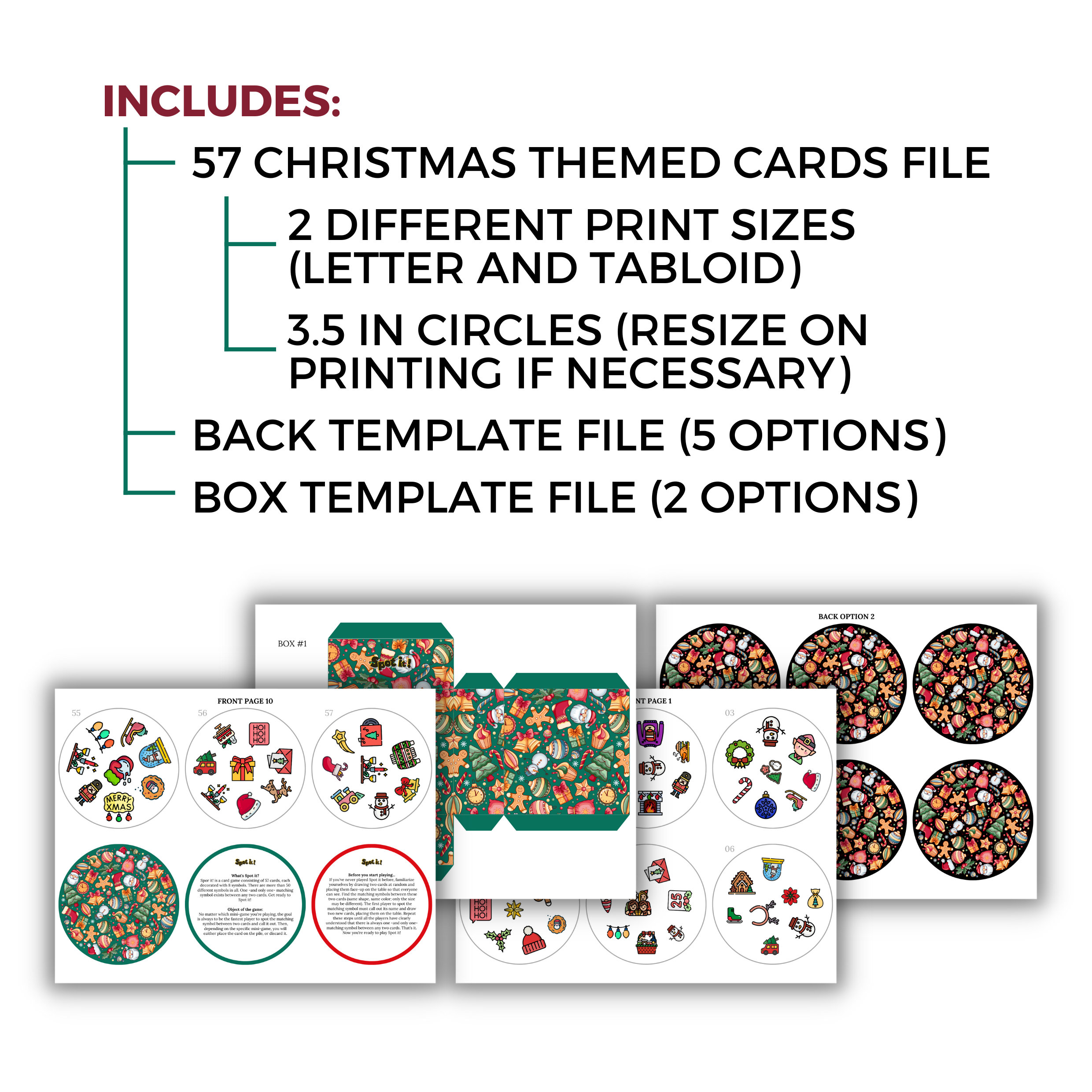 CHRISTMAS X-MAS Spot It / Dobble Card Game (PRINTABLE Pdf File - 57 ...